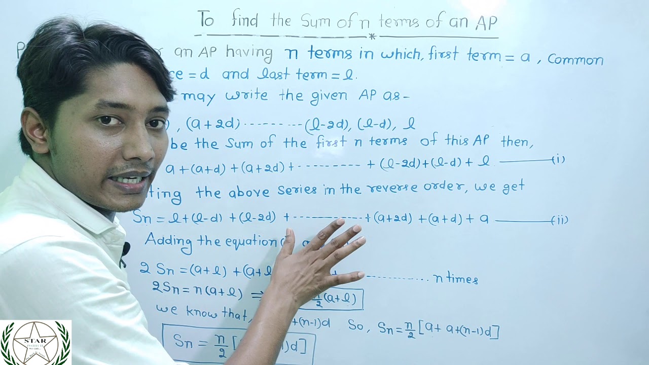 Sum of n terms of an ap (derivation) - YouTube