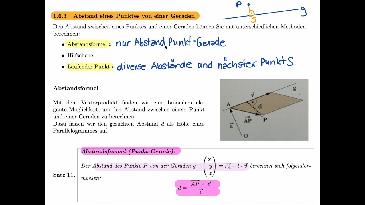 Vektorgeometrie – Abstand Punkt-Gerade (Theorie) - YouTube