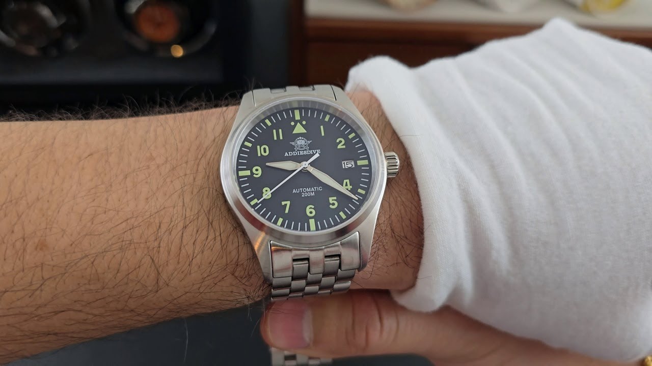 Addiesdive "MY-H2", Black Dial Automatic Pilot Watch | Unboxing and ...