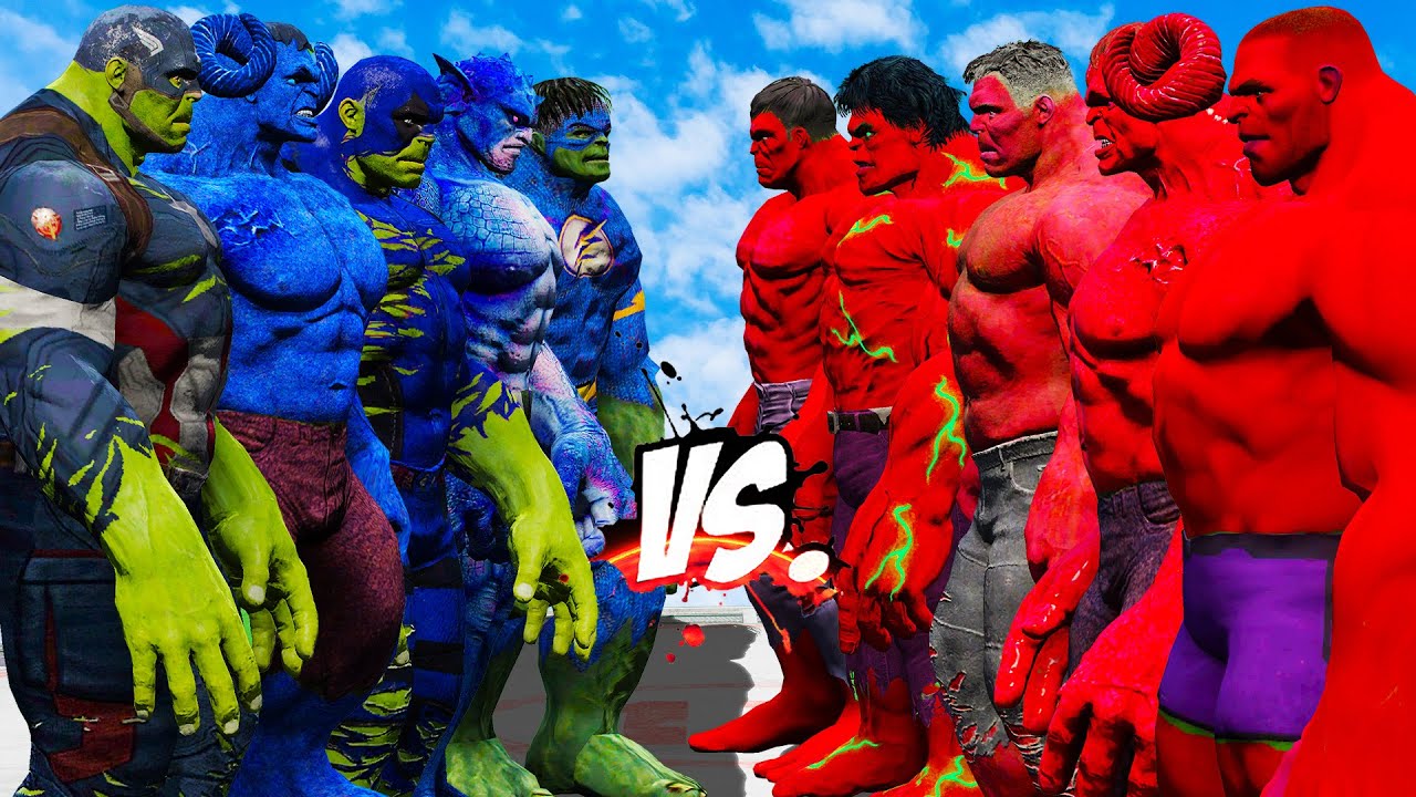 TEAM BLUE HULK VS TEAM RED HULK (CAPTAIN HULK, SPIDER HULK, FLASH HULK) - EPIC SUPERHEROES WAR ...