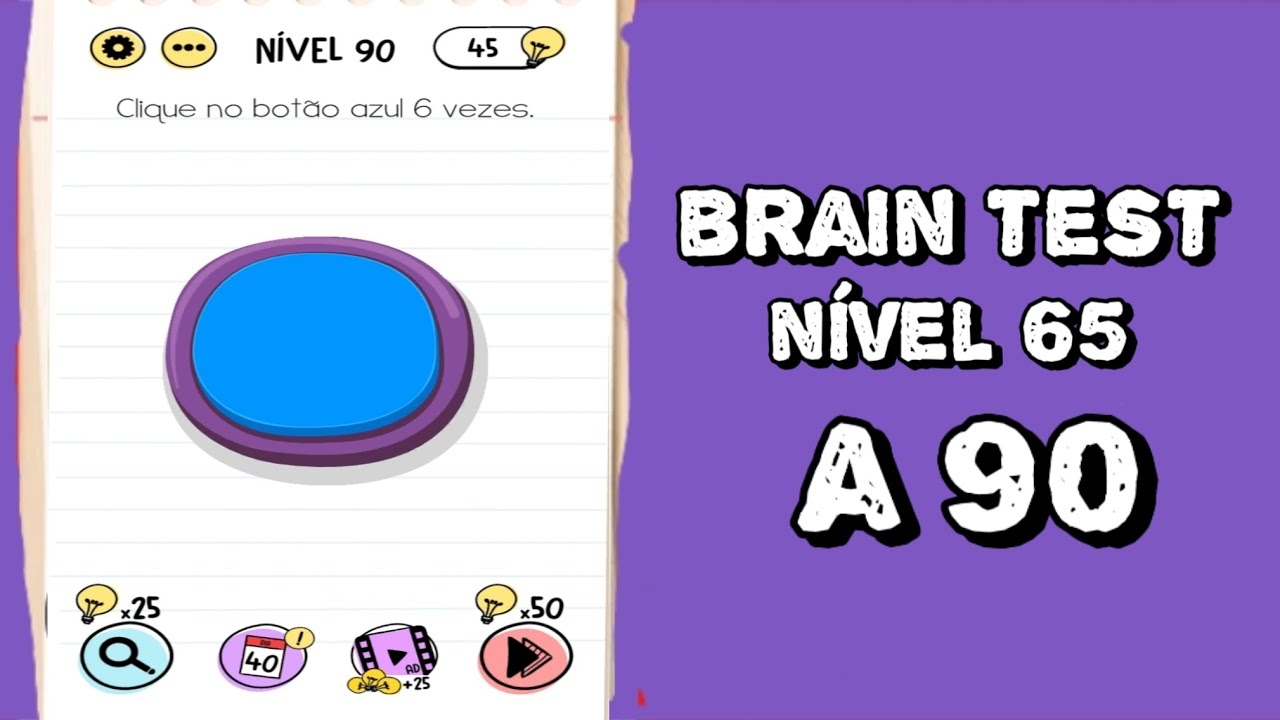 jogando brain test nível 65 a 90 (parte 3) - YouTube