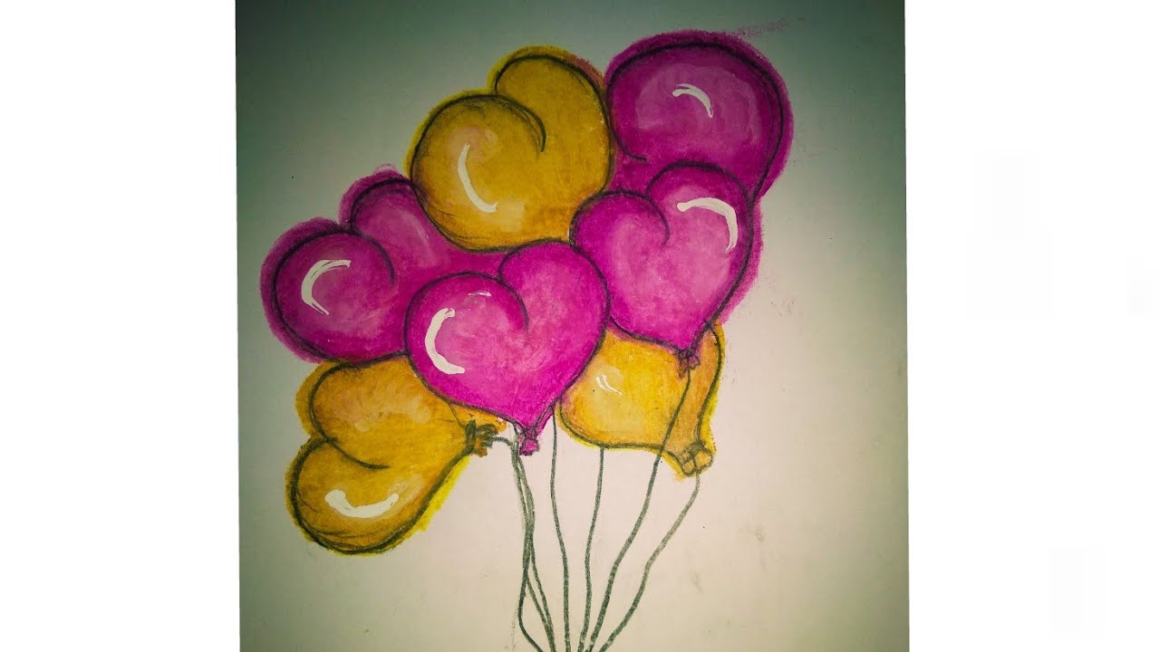 how to draw balloons #howToDrawHeartBalloons,Balloons drawing with oil ...