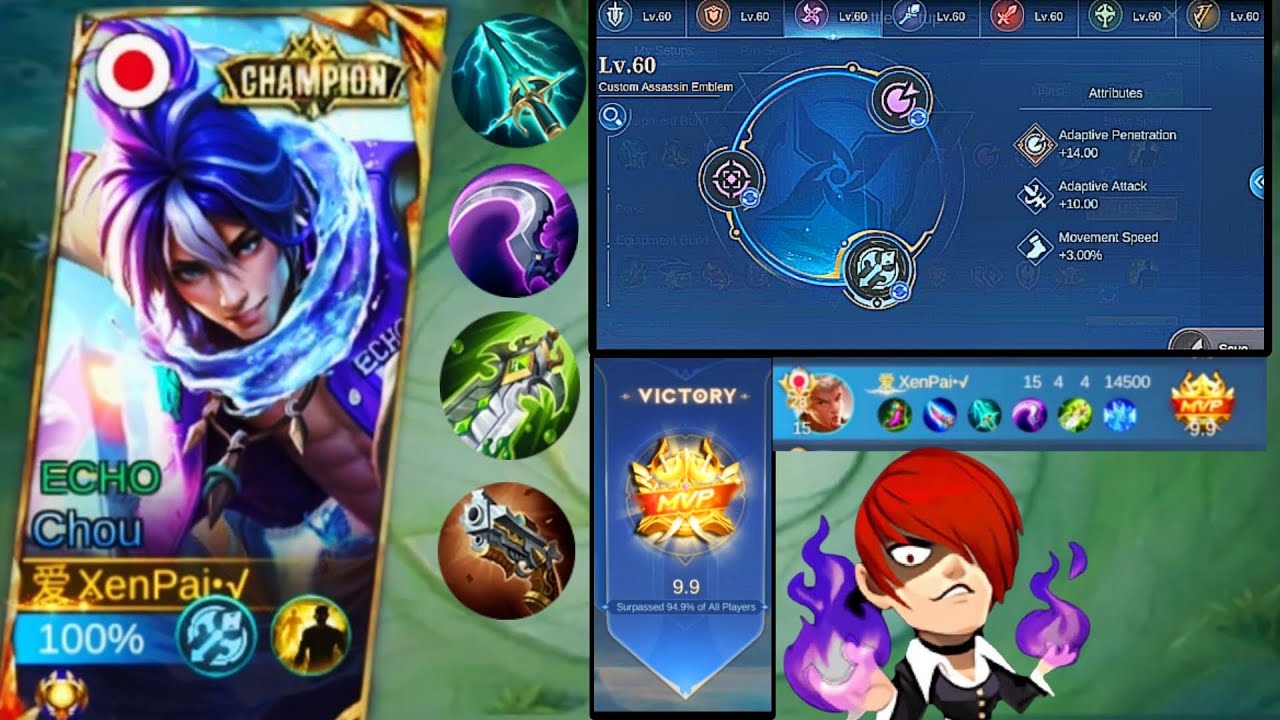 CHOU BUILD AND EMBLEM TO SECURED VICTORY!!!(MOBILE LEGEND BANG BANG ...