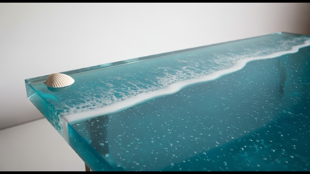 Transforming a Cracked Wooden Table into a Stunning Epoxy Resin Ocean ...