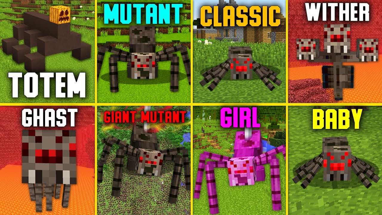 HOW TO PLAY 8 SPIDER LIVES IN MINECRAFT / MUTANT GHAST WITHER GIRL BABY ...