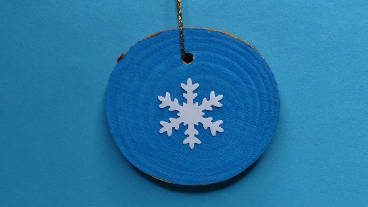 DIY How to Make a Simple and Easy Wooden Disk Ornament with Snowflake ...