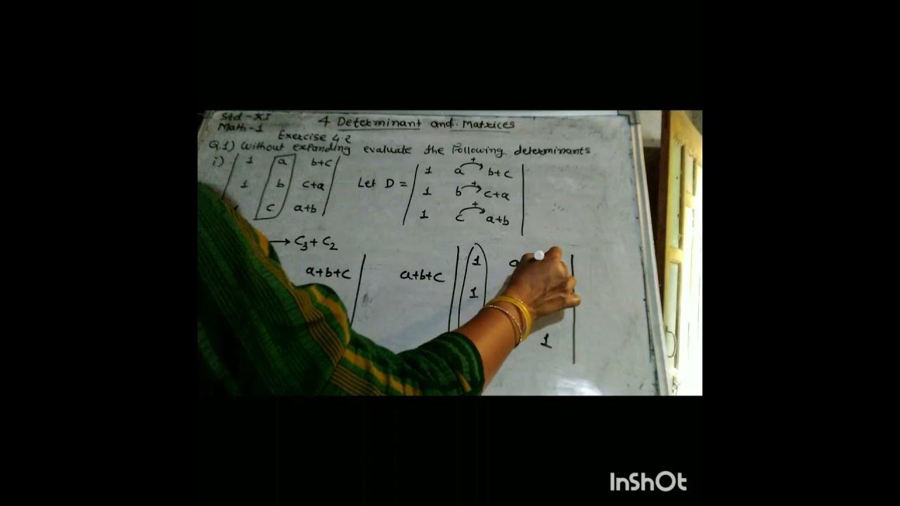 Std11, 4 Determinants, Exercise 4.2,Q1) Without expanding evaluate the following determinant ...
