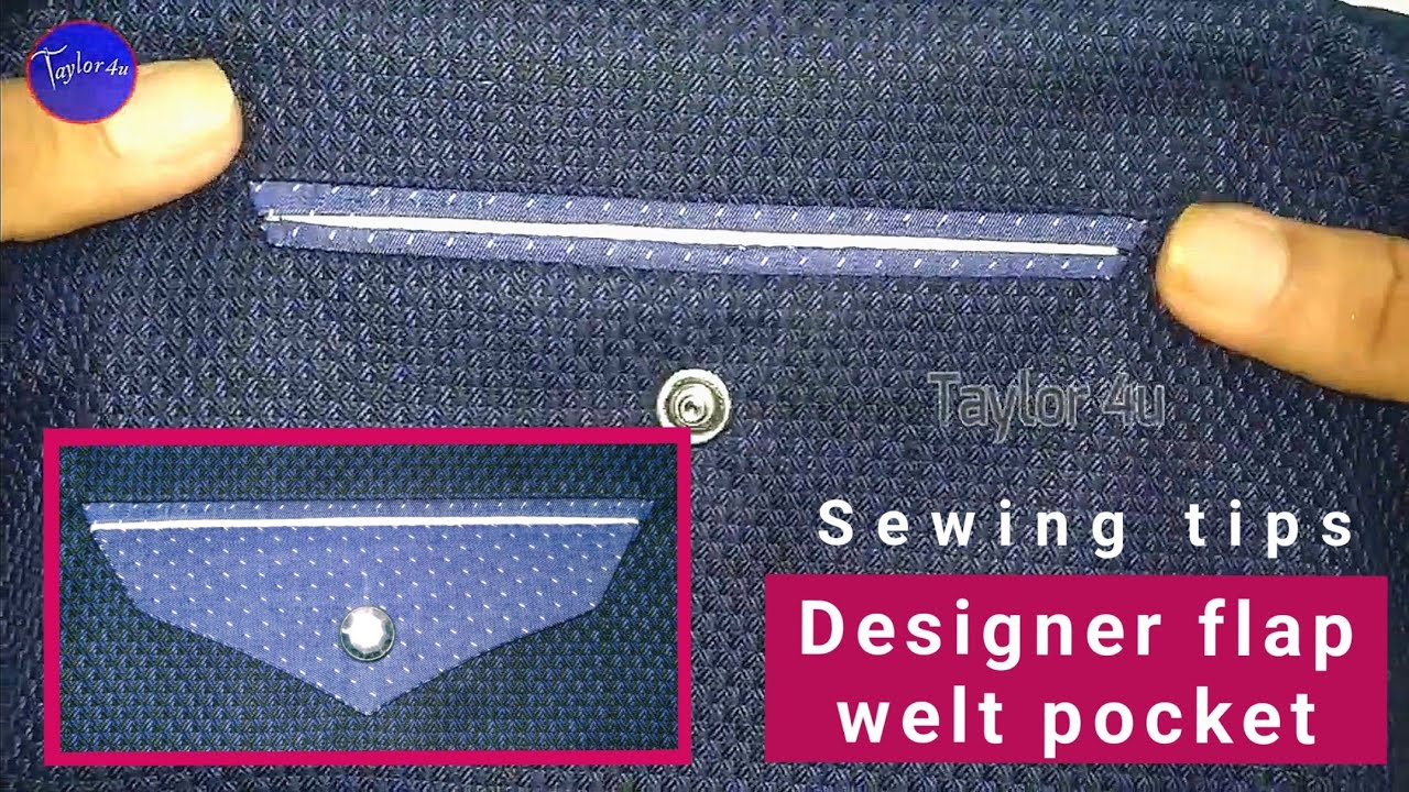 Sew Flap piping Welt Pocket pattern / Trouser backside pocket / Bond ...