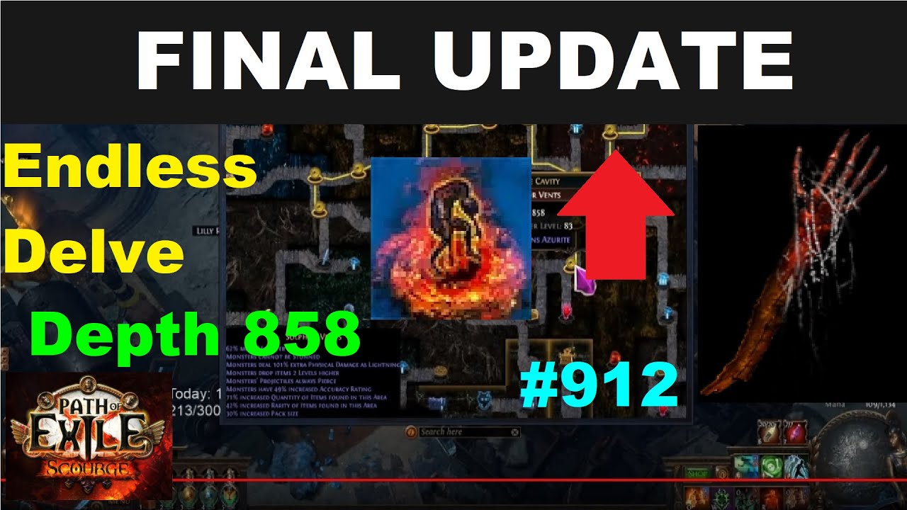 [Path of Exile 3.16] Endless Delve Depth 858 Zombie Mon'tregruls Final ...