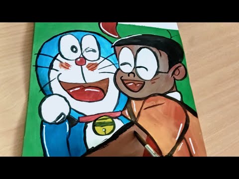 Doraemon and Nobita drawing with Doms poster colour with classmate ...
