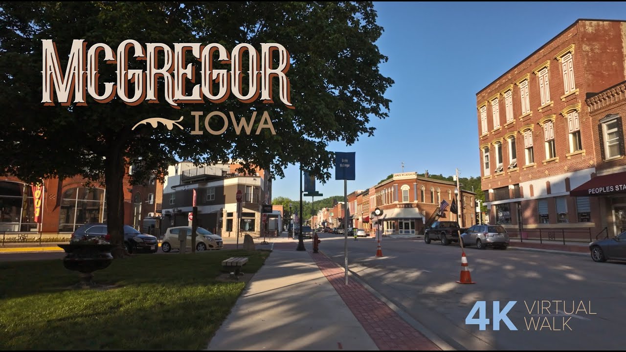 4K 60fps - Peaceful Sunrise Walk in McGregor, Iowa | Historic Main ...