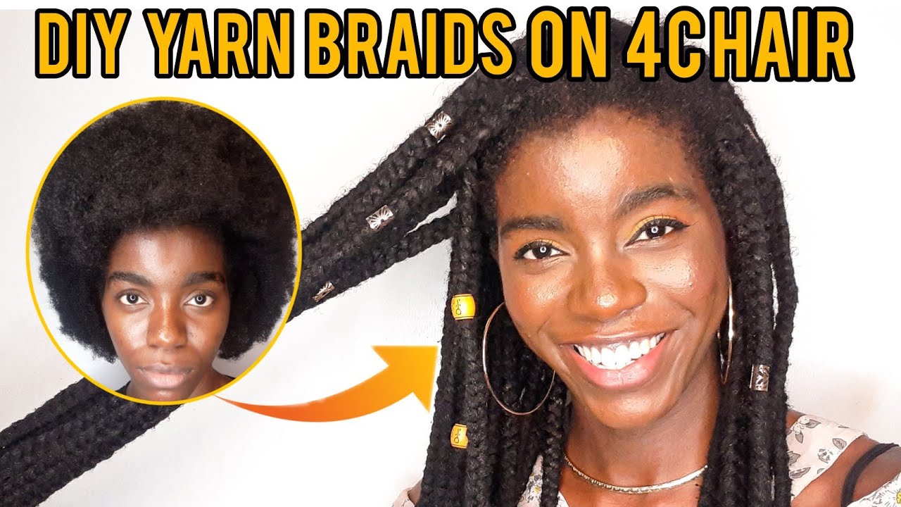 DIY YARN BOX BRAIDS ON 4C NATURAL HAIR LONG BOX BRAIDS BABYWOOL BRAIDS ...