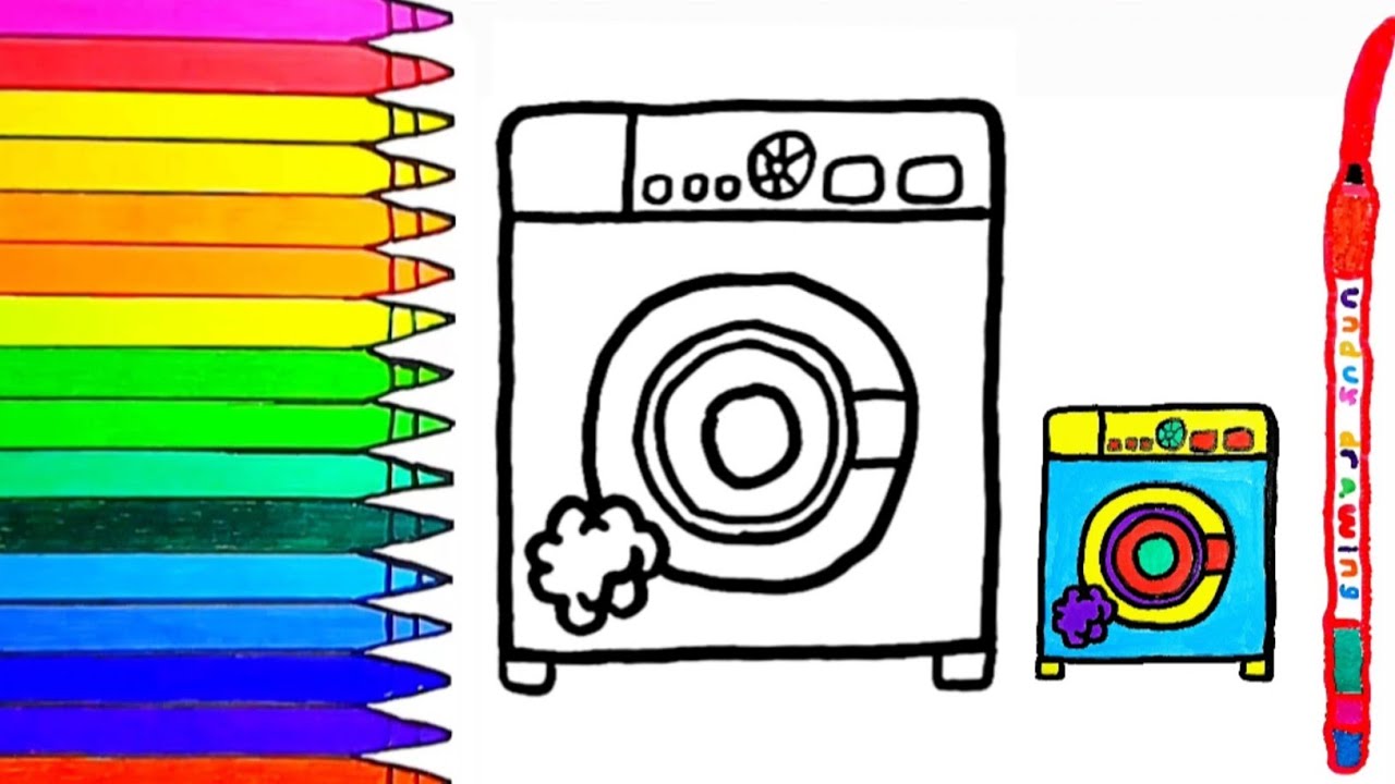 drawing, coloring, painting for kids and toddlers | how to draw washing ...