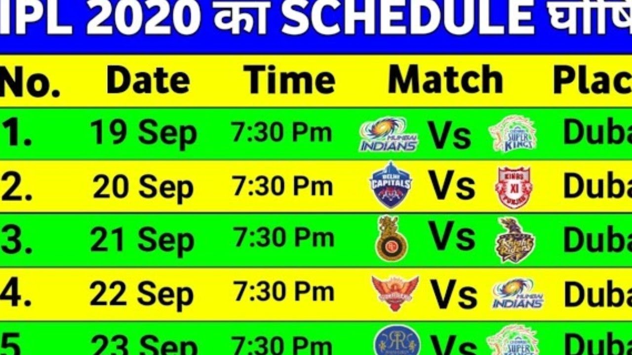 IPL ka schedule aa gya yaha se dekhe pura schedule and squads - YouTube