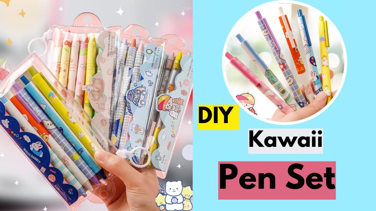 DIY Kawaii Pen Set / easy paper craft / School supplies/ art and craft ...