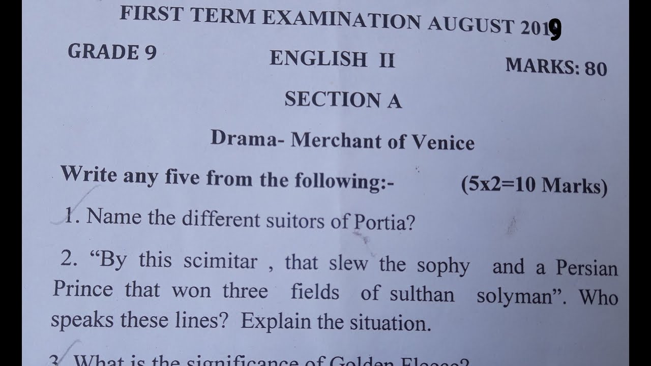 ICSE CLASS 9 ENGLISH 2 FIRST TERM EXAM 2019 20 QUESTION PAPER icse-class-9-english-2-first-term-exam-2019-20-question-paper
