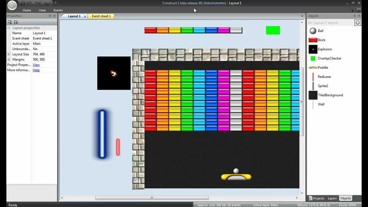 Construct 2 Tutorial - Breakout Clone (Part 7: the "Laser Paddle" and "Beam Paddle") - YouTube