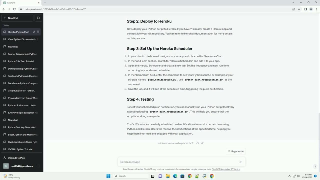 How to schedule push notification to run at a certain time in python with heroku - YouTube