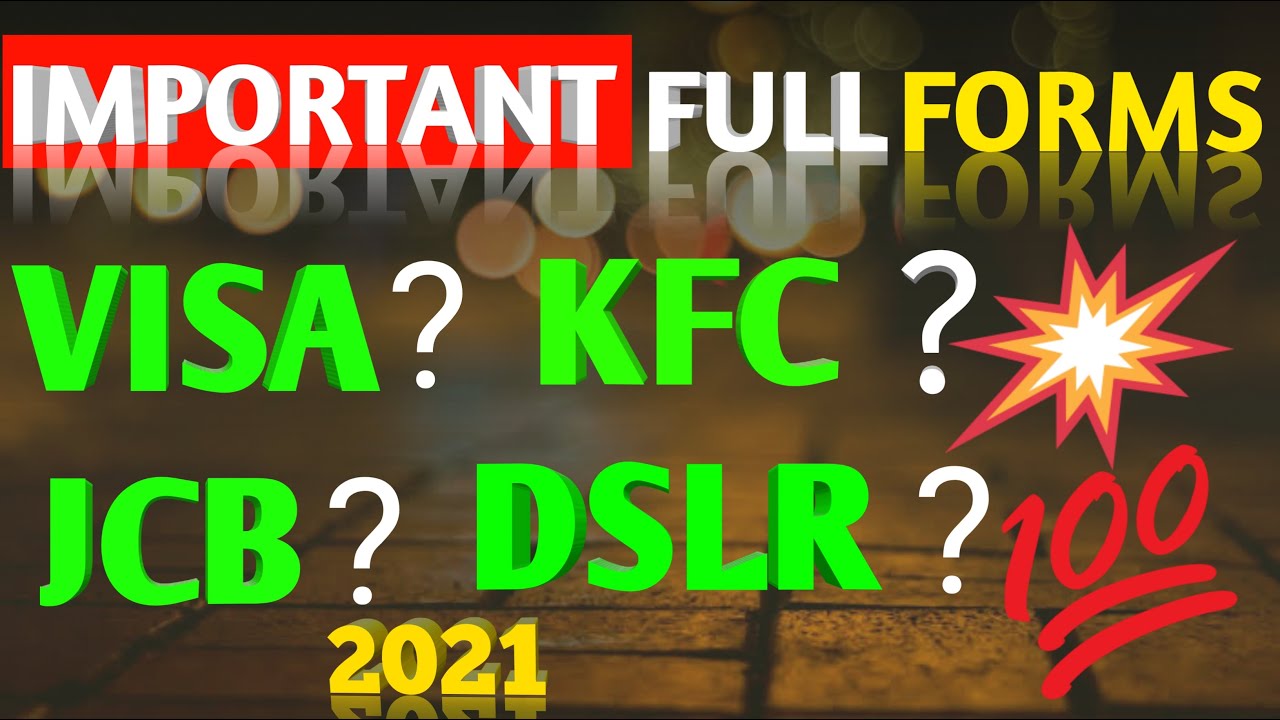 Important full forms || VISA, KFC, JCB, FM, SIM...2021 - YouTube