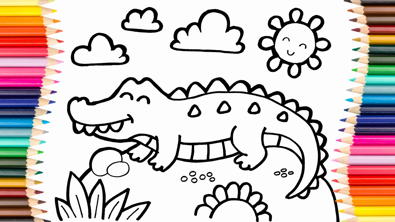 How to Draw a Rainbow Crocodile For Kids And Toddlers - YouTube
