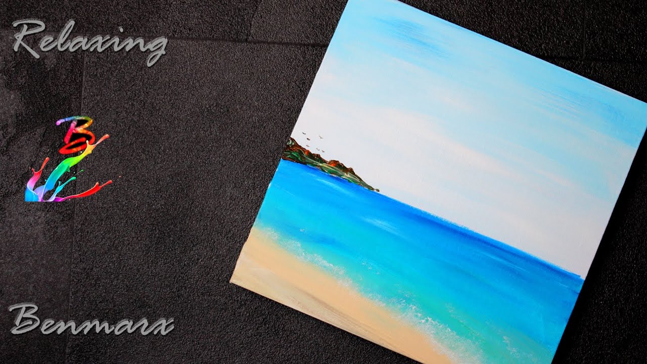How to paint Beach for Beginners | Easy Acrylic Painting Tutorial - YouTube