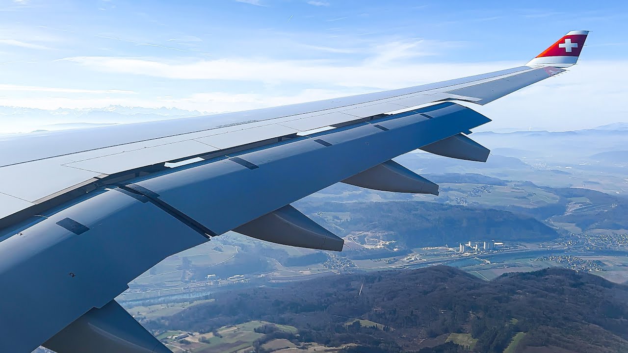 4K | Swiss Airbus A330-300 Beautiful Approach And Landing At Zurich ...