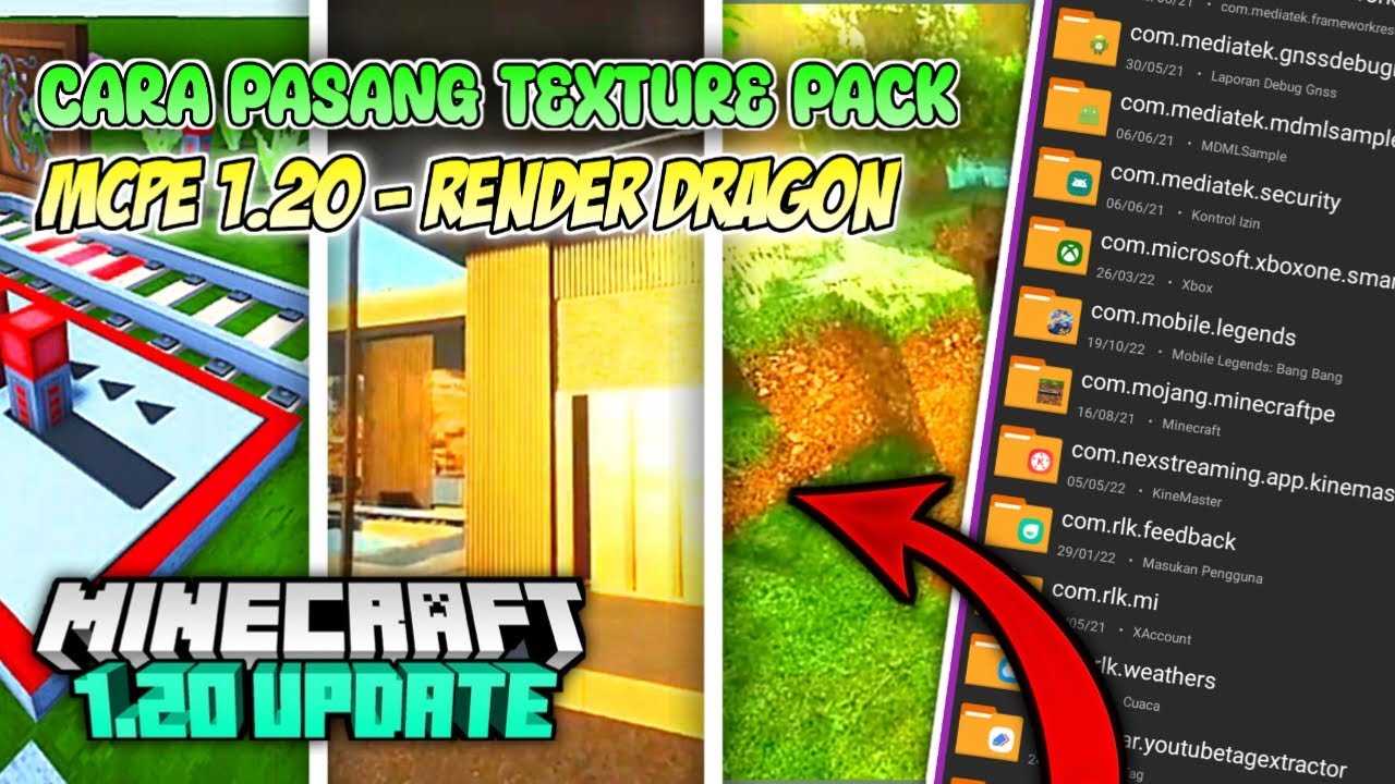 CARA PASANG TEXTURE PACK DI MINECRAFT 1.20 PE - YANG BERBENTUK ZIP DAN MCPACK DI JAMIN WORK 100% ...