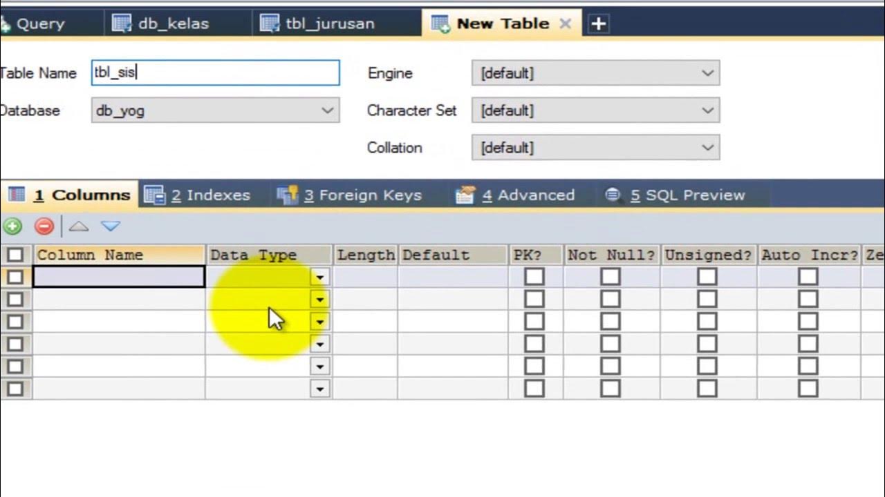 koneksi dan membuat database dengan tools sql yog - YouTube