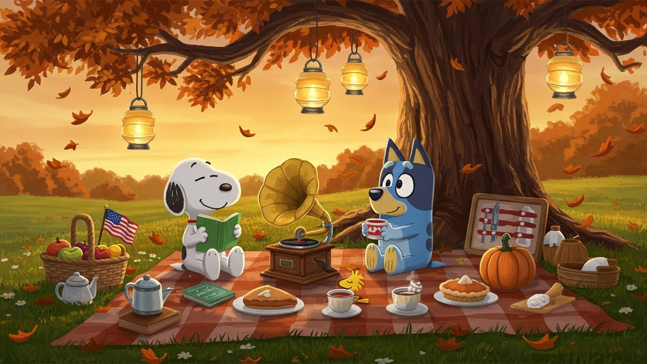 Snoopy & Bluey’s Pumpkin Pie Afternoon ☕ Soft Jazz to Unwind, Study ...