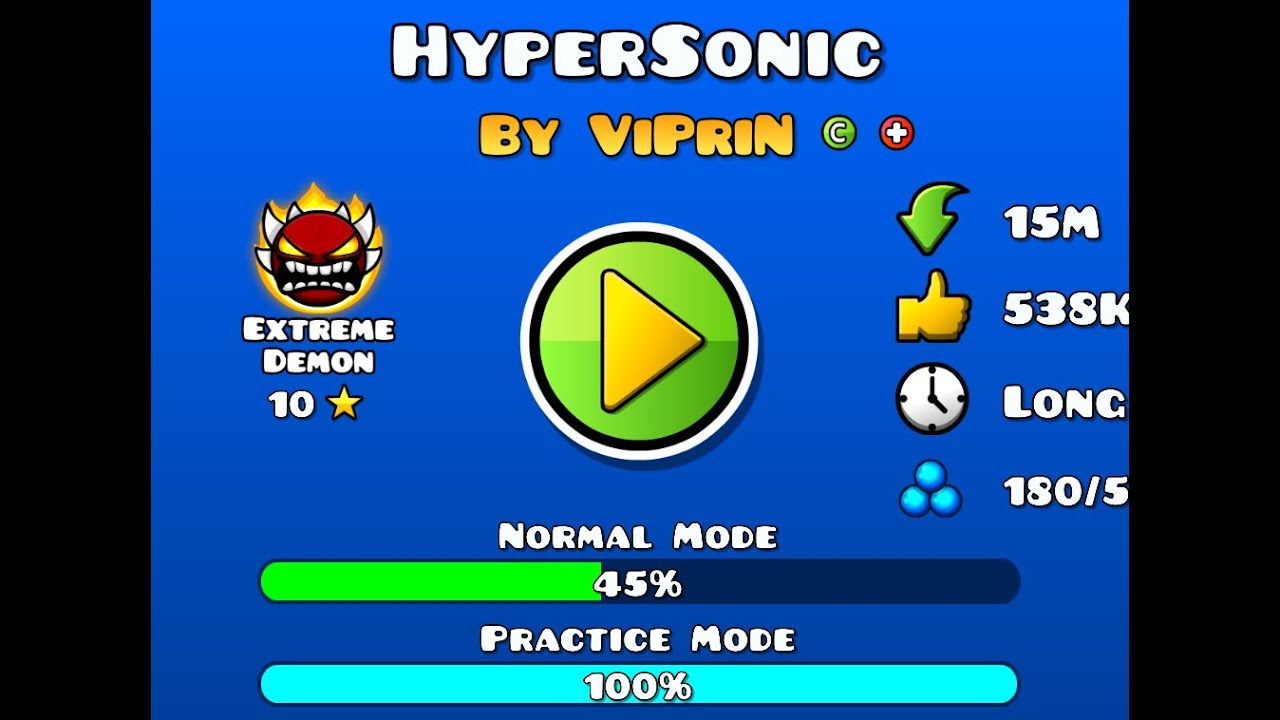 Practicing Hypersonic (Extreme Demon) 46%, 60-100%, 41-100%. Geometry ...