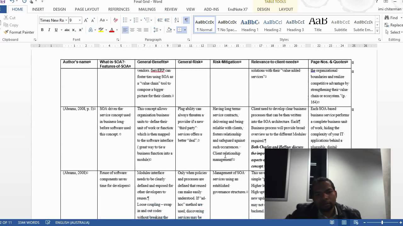 Lesson Learnt from Using a Synthesis Grid in Word - YouTube