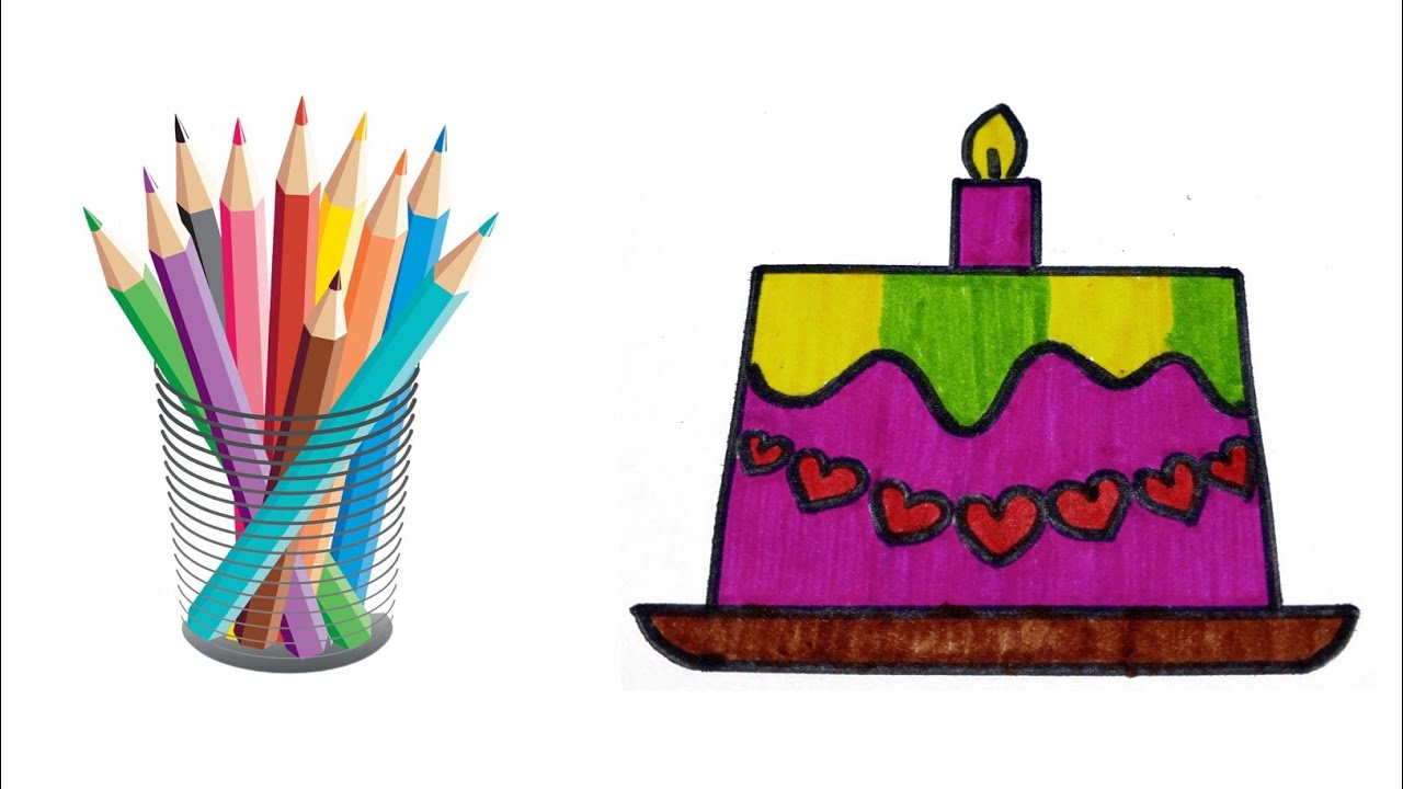 How to Draw and Color a Beautiful Pink Cake🎂🩷 | Easy Drawing For Kids 😍 ...