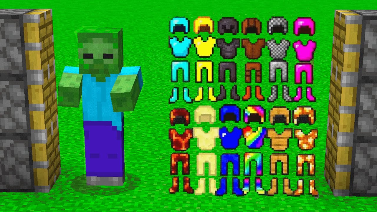 x100 zombie + all armor combined in minecraft = ? - YouTube