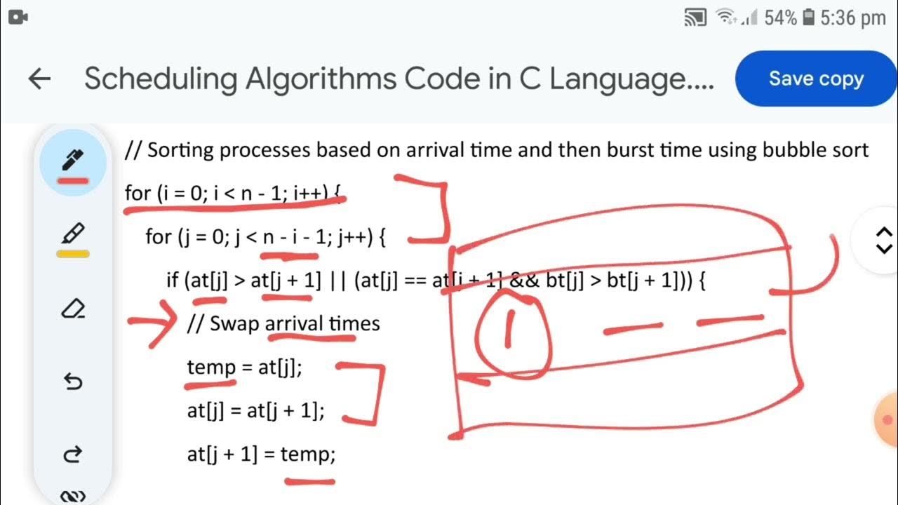 FCFS algorithm with Bubble Sort | Code in c | Ubuntu | Linux | CC-311 ...