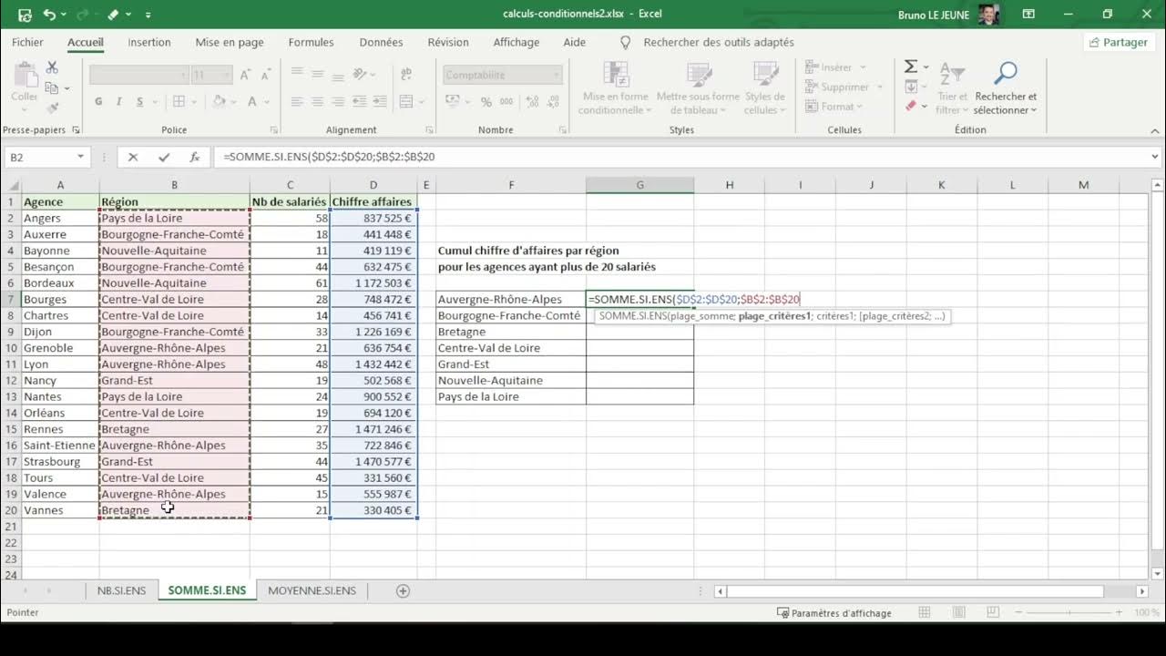 08 apports calculs conditionnels - Excel opérationnel - YouTube