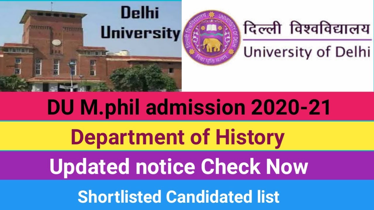 DU M.phil Admission 2020-21| Department of History| Shortlisted ...