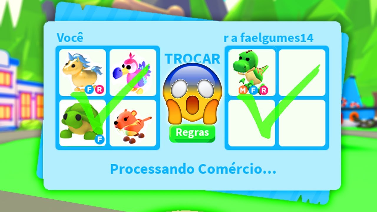 GANHEI UM T-REX MEGA NEON?! FAZENDO TROCAS NO ADOPT ME (ROBLOX) - YouTube