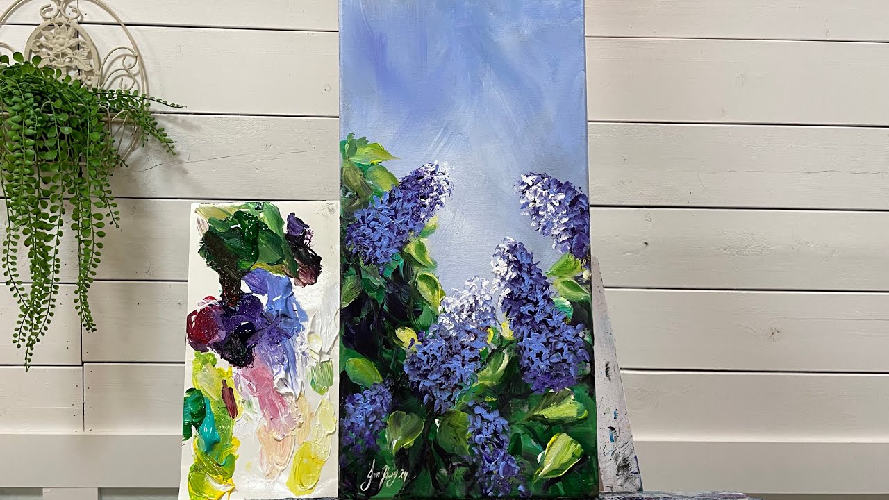 EASY Way to PAINT LILACS! Acrylic tutorial for all levels - YouTube