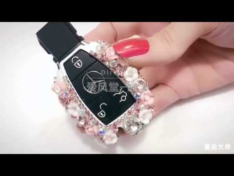 Mercedes Benz Pink Bling Car Key Holder with Rhinestones and flowers ...