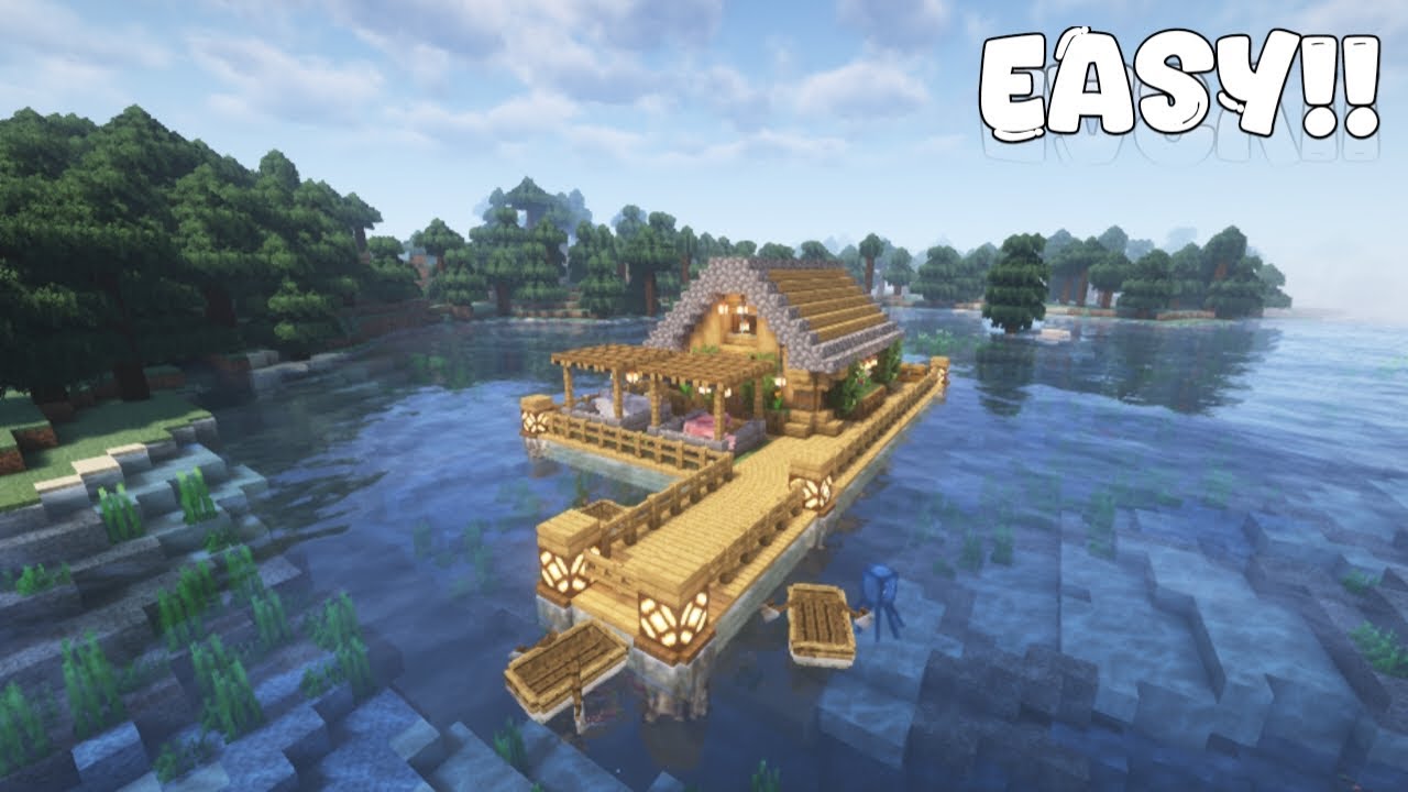 Minecraft: How to make easy wooden house on water(Tutorial)! - YouTube
