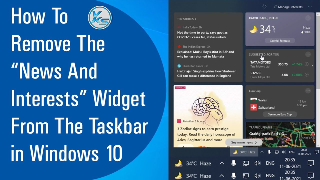 How To Remove The "News And Interests" Widget From The Taskbar in ...