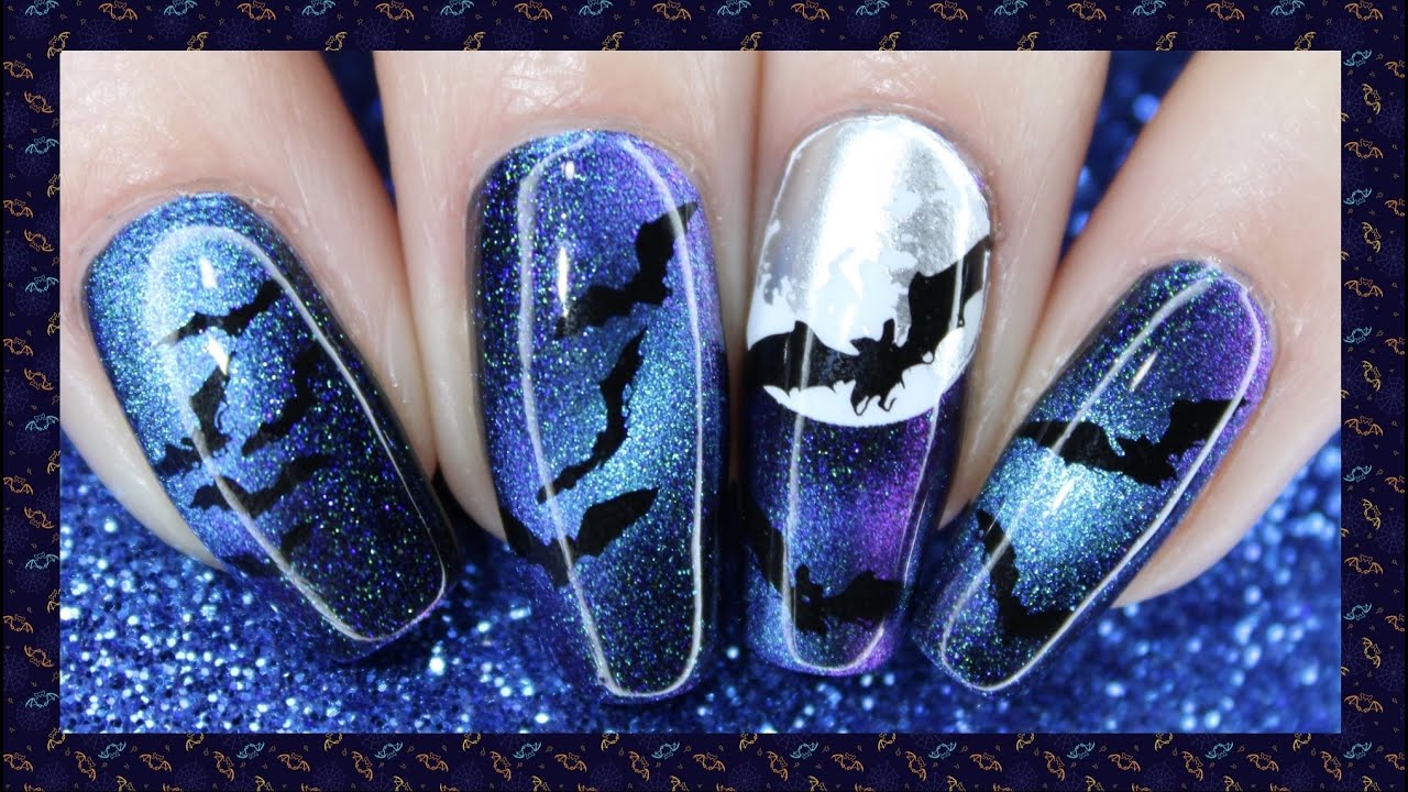 Bats Nail Stamping 🦇 || Magnetic Nail Polish || Halloween Nail Art ...