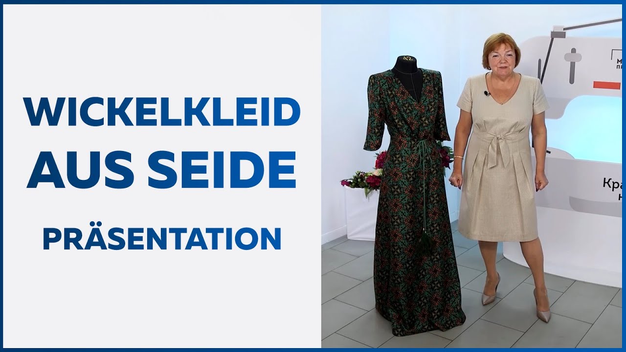 Ein schickes Wickelkleid aus Seide mit außergewöhnlichen Ärmeln und ...