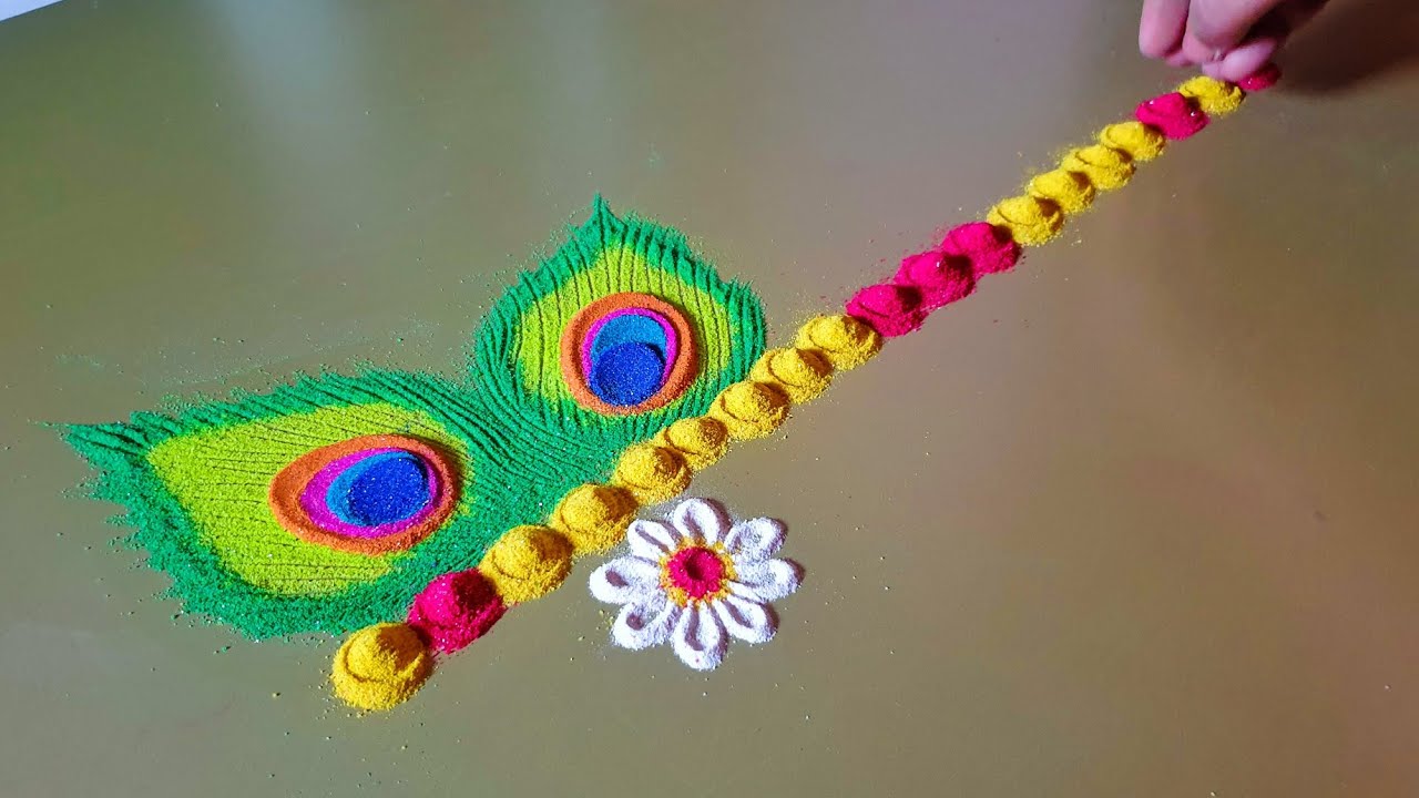 Krishna Janmashtami Rangoli. Bansuri Rangoli. Janmashtami Special ...