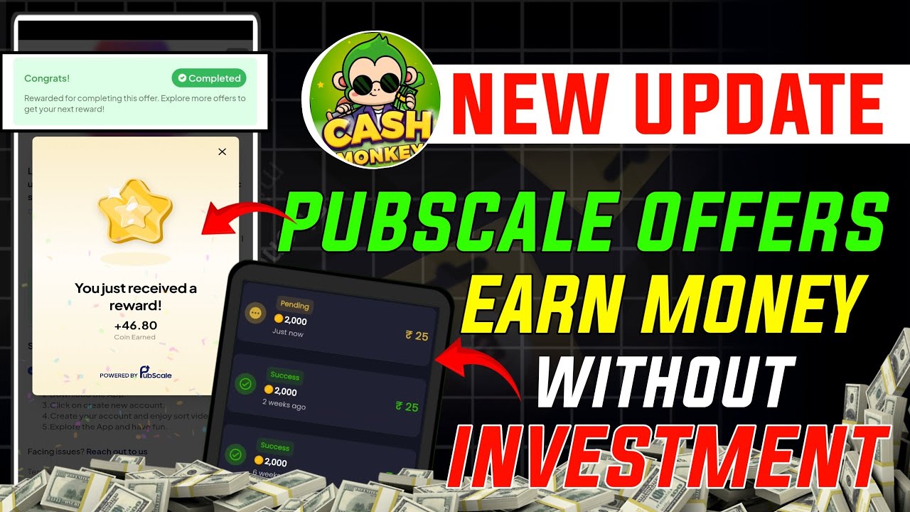 सिर्फ 20 सैकेंड में Pubscale Offer Complete करें | Cash Monkey New ...