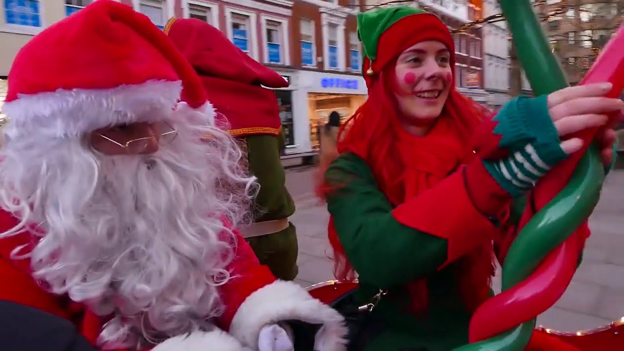 Sleigh with Santa and Elves - YouTube
