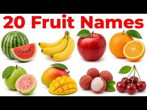 20 Fruit Names in Hindi and English for Kids | Fruit Names for Kids | Learn Fruits with Pictures 🍎🍌🥭