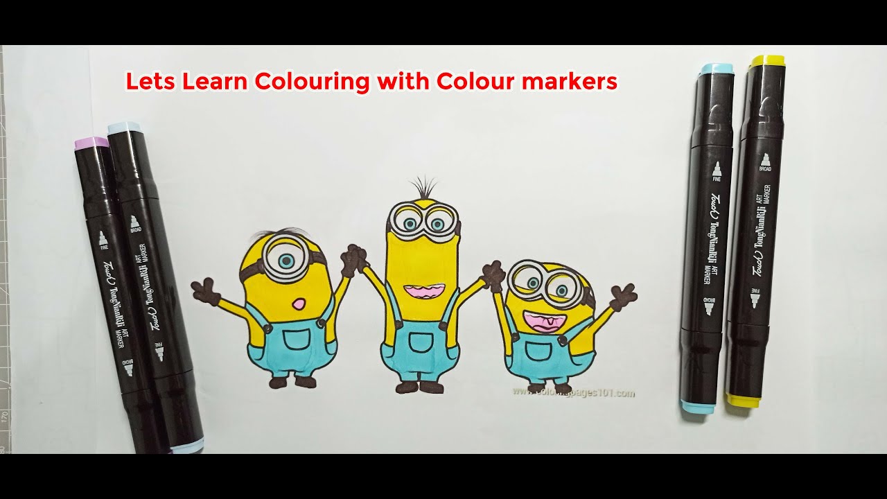 Lets Learn Colouring with Colour markers | Learn colouring Minions ...