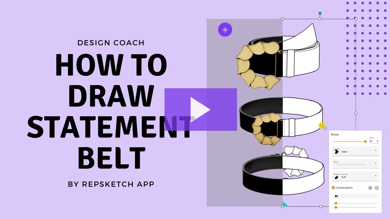How to draw a trendy statement belt sketch - YouTube