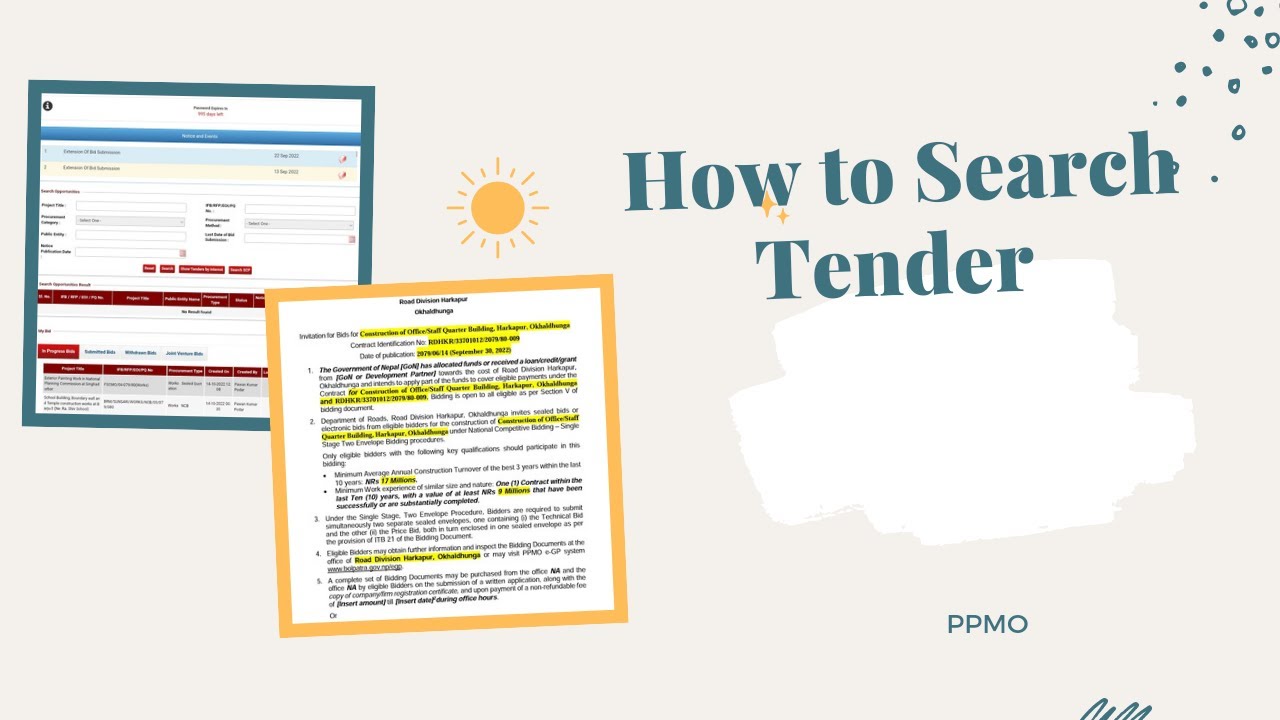 How To Search Tenders Online - PPMO Bolpatra - YouTube
